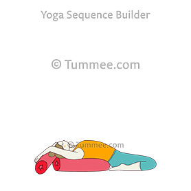 Reclined Hero Pose Variation Elbows Head Back Blocks (Supta Virasana ...