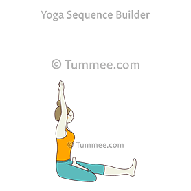 Staff Pose Variation Half Lotus Pose Arms Raised (Dandasana Variation ...